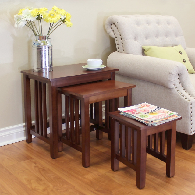 Mission Chestnut 3pc Nesting Table Set